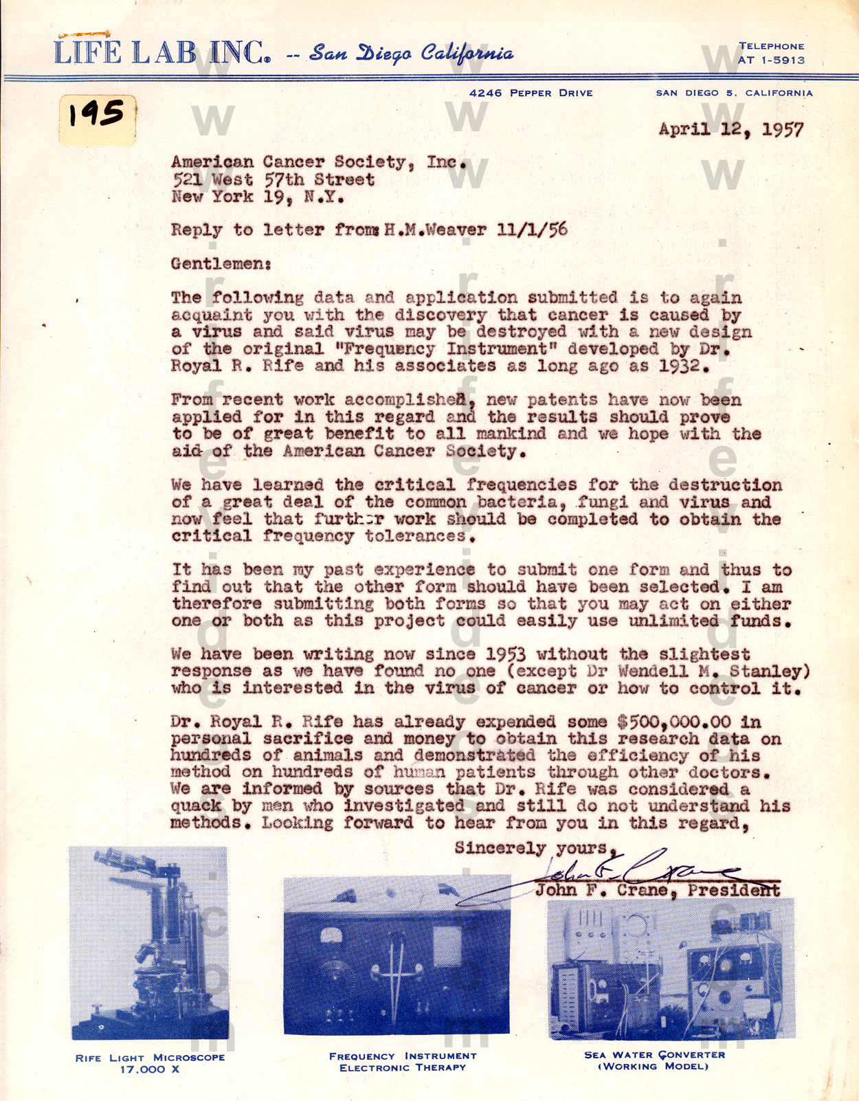 John Marsh Letters And Documents About Dr. Rife's Machines